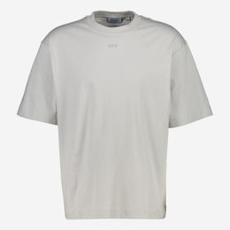 Off White Hellgraues T-Shirt mit Logo