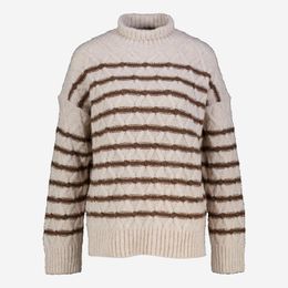 Smith & Soul Cremefarbener Rollkragenpullover mit braunem Streifenmuster