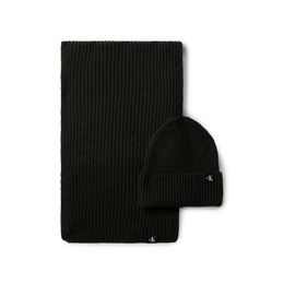 Calvin Klein Jeans Strickm&uuml;tze &raquo;Monogram Rib Scarf Beanie Set&laquo; mit Logopatch Ck Black S/M Set Schal+M&uuml;tze von Calvin Klein Kids f&uuml;r