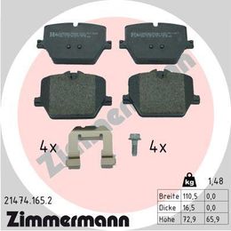 Zimmermann Bremsbelagsatz, Scheibenbremse 21474.165.2 hinten rechts links Foto entspricht Lieferumfang f&uuml;r TOYOTA BMW 34206888835 04466-WAA03