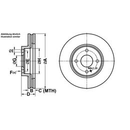 ATE Bremsscheibe 24.0124-0164.1 vorne rechts links bel&uuml;ftet 258mm f&uuml;r MAZDA BJ1Y-33-25X