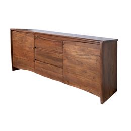 Sideboard Baumkante 200 x 45 x 90 cm Akazienholz massiv nussbaumfarben DAHLIA