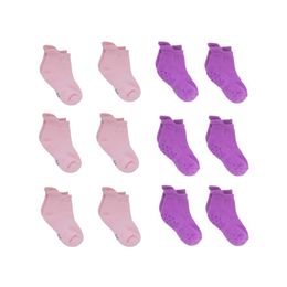 Yalion 6 Paar / 12 Paar rutschfeste Socken, Wildlederoptik, rosa/lila | Gr.: 19
