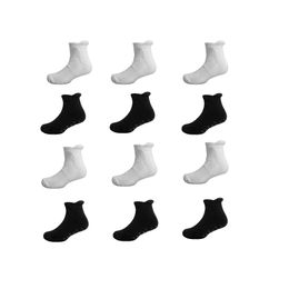 Yalion 12 Paar rutschfeste Socken, Wildlederoptik, schwarz/wei&szlig; | Gr.: 21-22