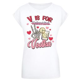 F4NT4STIC Extended Shoulder T-Shirt Anti Valentinstag V is for Vodka in wei&szlig; | Gr.: 5XL