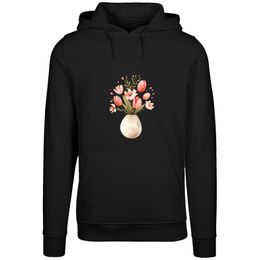 F4NT4STIC Hoodie Rosa Fr&uuml;hlingsblumenstrau&szlig; in Vase in schwarz | Gr.: L