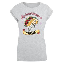 F4NT4STIC T-Shirt My Herz belongs to tacos in grau meliert | Gr.: XS
