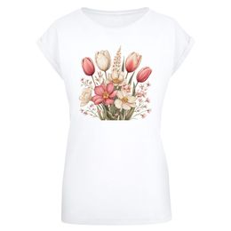 F4NT4STIC T-Shirt Rosa wei&szlig;er Fr&uuml;hlingsblumenstrau&szlig; in wei&szlig; | Gr.: M