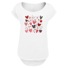 F4NT4STIC Long Cut T-Shirt Cute Herzen Variety Valentinstag in wei&szlig; | Gr.: S