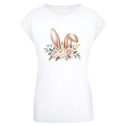 F4NT4STIC T-Shirt Blumen Osterhasen Ohren Dekor in wei&szlig; | Gr.: XS
