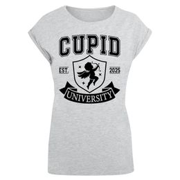 F4NT4STIC Extended Shoulder T-Shirt Cupid University Valentinstag in grau meliert | Gr.: XL