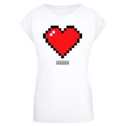 F4NT4STIC T-Shirt Pixel Herz Good Vibes Happy People in weiß | Gr.: XL