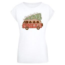 F4NT4STIC T-Shirt Groovy Weihnachten Camper Van in wei&szlig; | Gr.: S