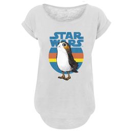 F4NT4STIC Long Cut T-Shirt 'Star Wars Last Jedi Porg' in weiß | Gr.: XXL