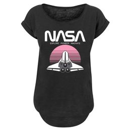 F4NT4STIC Long Cut T-Shirt Long Cut T-Shirt 'NASA Space Shuttle Sunset' in schwarz | Gr.: XS