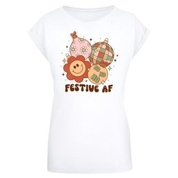 F4NT4STIC T-Shirt Festive AF Weihnachten Tree Balls in wei&szlig; | Gr.: L