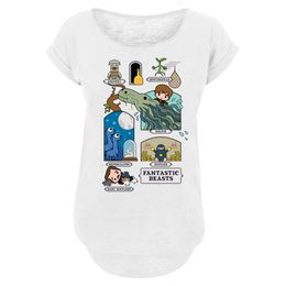 F4NT4STIC Long Cut T-Shirt Phantastische Tierwesen Chibi Newt in wei&szlig; | Gr.: S