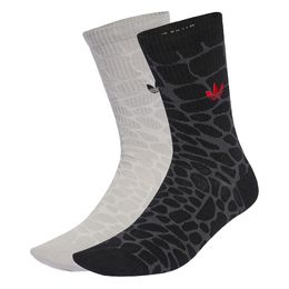 adidas originals Socken 'CROCO CREW 2 PAIRS' Damen Gr&ouml;&szlig;e 40/42 hellgrau / dunkelgrau / rot / schwarz