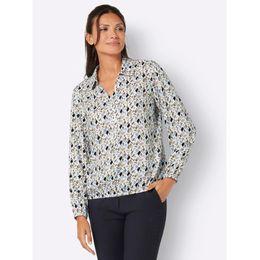Sieh an! Langarm-Bluse in ecru-bleu-bedruckt | Gr.: 42