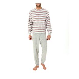 Normann Frottee Pyjama Schlafanzug lang B&uuml;ndchen - 41778 in Grau | Gr.: 58