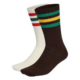 adidas originals Socken 'Ribbed Crew 2 Pairs' Damen Gr&ouml;&szlig;e 34/36 dunkelbraun / tanne / knallrot / wei&szlig;