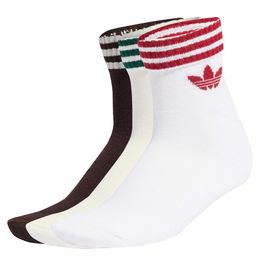 adidas originals Socken '3-Stripes Ankle 3 Pairs' Damen Gr&ouml;&szlig;e 43/45 schoko / tanne / knallrot / wei&szlig;