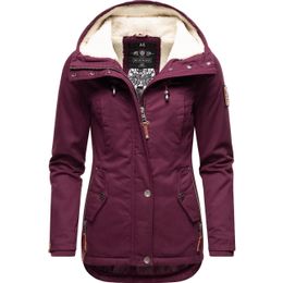 Winterjacke Marikoo "Bikoo", Damen, Gr. XL (42), rot (weinrot), Oberstoff: 100% Baumwolle, Futter: 100% Polyester, Wattierung: 100% Polyester, Ärmelfutter: 100% Polyester, figurumspielend hüftbedeckend, hoch geschlossener Ausschnitt, Ärmel ohne Ärmelschlitz Rippstrickbündchen, Jacken Winterjacke, sportliche Damen Outdoor Baumwolljacke mit Kapuze, Topseller