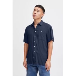 Kurzarmhemd Blend "BHShirt", Herren, Gr. M, US-Größen, blau (marineblaus), 100% Viskose, unifarben, regular fit normal, ohne Ausschnitt, abgesteppt, Hemden, Lässiges Kurzarmhemd mit Brusttasche