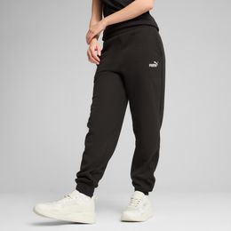 Trainingshose Puma "ESS SMALL NO. 1 LOGO STANDARD HIGH-WAIST SWEATPANTS FL CL", Damen, Gr. XL, N-Gr, schwarz (Puma schwarz), Fleece, Obermaterial: 66% Baumwolle, 34% Polyester, unifarben, comfort fit normal, Hosen Trainingshose
