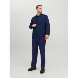 Jack & Jones PlusSize Anzug "JPRFRANCO SUIT NOOS PLS", Damen, Gr. 66, N-Gr, blau (medieval blau), Web, Obermaterial: 78% Polyester, 17% Viskose, 5% Elasthan, JACK & JONES PLUSSIZE, unifarben, slim fit, Anz&uuml;ge