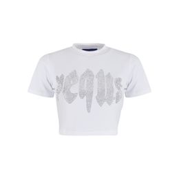 T-Shirt PEQUS "PEQUS PEQUS Rhinestone Mythic Logo Top", Damen, Gr. XS, mc, 100% Baumwolle, bedruckt, normal, Rundhals, Shirts T-Shirt