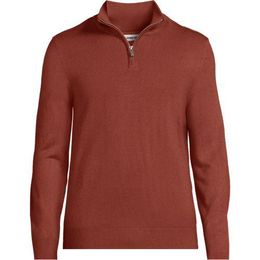 LANDS' END CashTouch Feinstrick-Pullover mit Rei&szlig;verschluss, Herren,  Braun, Polyester, by Lands' End