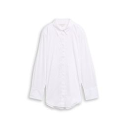 Tom Tailor Damen Loose Fit Bluse mit Strasssteinen, wei&szlig;, Uni, Gr. 36