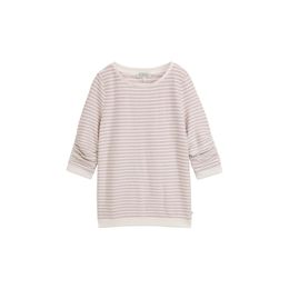 Tom Tailor Denim Damen Sweatshirt mit Streifenmuster, rosa, Gestreift, Gr. S