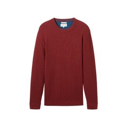 Tom Tailor Herren Strickpullover aus Baumwolle, rot, Uni, Gr. XXL