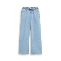 Tom Tailor M&auml;dchen Wide Leg Jeans mit Stretch, blau, Uni, Gr. 140