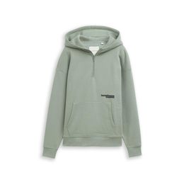 Tom Tailor Jungen Oversize Hoodie Sweatshirt mit Rei&szlig;verschluss, gr&uuml;n, Uni, Gr. 152