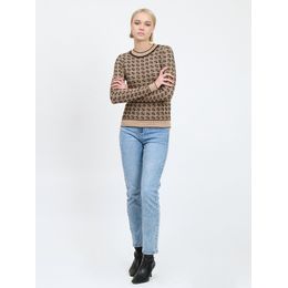 Influencer Pullover Damen Gr&ouml;&szlig;e S beige / braun
