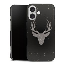 DeinDesign iPhone 16 Handy Premium Case Smartphone Handyh&uuml;lle Schutzh&uuml;lle gl&auml;nzend Deer Glitzer Winter Premium Case