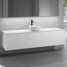 neoro n50 M&ouml;belanlage B: 200 cm mit 3 Ausz&uuml;gen, Waschtisch &Oslash; 45 cm wei&szlig; matt,, BN0106WM+BN0432WM+2#BN0431WM+BN0406WH,