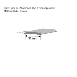 Flach-Profil aus Aluminium 30x1.5 mm Eloxiert abgerundet