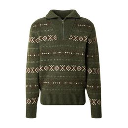 Mustang Pullover 'Eastvale' Herren Gr&ouml;&szlig;e S braun / khaki / wei&szlig;