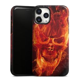 DeinDesign iPhone 11 Pro Handy Panzer Handyh&uuml;lle robuste Outdoor H&uuml;lle Schutzh&uuml;lle gl&auml;nzend Fire Skull Totenkopf Tough Case