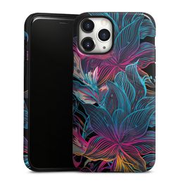 DeinDesign iPhone 11 Pro Handy Panzer Handyh&uuml;lle robuste Outdoor H&uuml;lle Schutzh&uuml;lle gl&auml;nzend Colourful Neon Flowers Tough Case