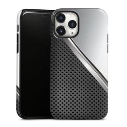 DeinDesign iPhone 11 Pro Handy Panzer Handyh&uuml;lle robuste Outdoor H&uuml;lle Schutzh&uuml;lle gl&auml;nzend Carbon Steel Metall Tough Case