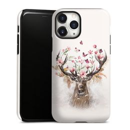 DeinDesign iPhone 11 Pro Handy Panzer Handyh&uuml;lle robuste Outdoor H&uuml;lle Schutzh&uuml;lle gl&auml;nzend Flowers Deer Animals Tough Case