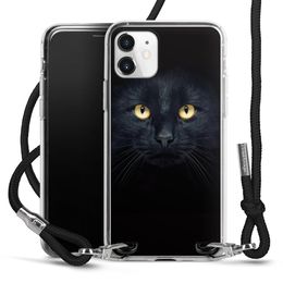 DeinDesign iPhone 11 Handy Carry Case H&uuml;lle mit Band Handykette zum Umh&auml;ngen schwarz Cat Eye Black Carry Case