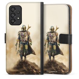 DeinDesign Galaxy A33 5G Handy Klapph&uuml;lle Handyh&uuml;lle aus Kunst Leder schwarz Flip Case Official Licensed Product The Mandalorian Star Wars Sideflip mit langer 