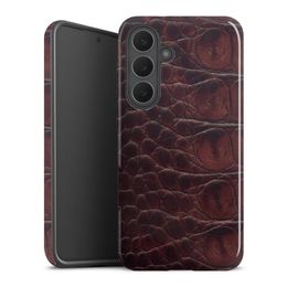 DeinDesign Galaxy S25 FE Handy Panzer Handyh&uuml;lle robuste Outdoor H&uuml;lle Schutzh&uuml;lle gl&auml;nzend Leather Crocodile Animal Print Tough Case