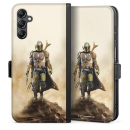 DeinDesign Galaxy A14 4G Handy Klapph&uuml;lle Handyh&uuml;lle aus Kunst Leder schwarz Flip Case Official Licensed Product The Mandalorian Star Wars Sideflip mit Lasche